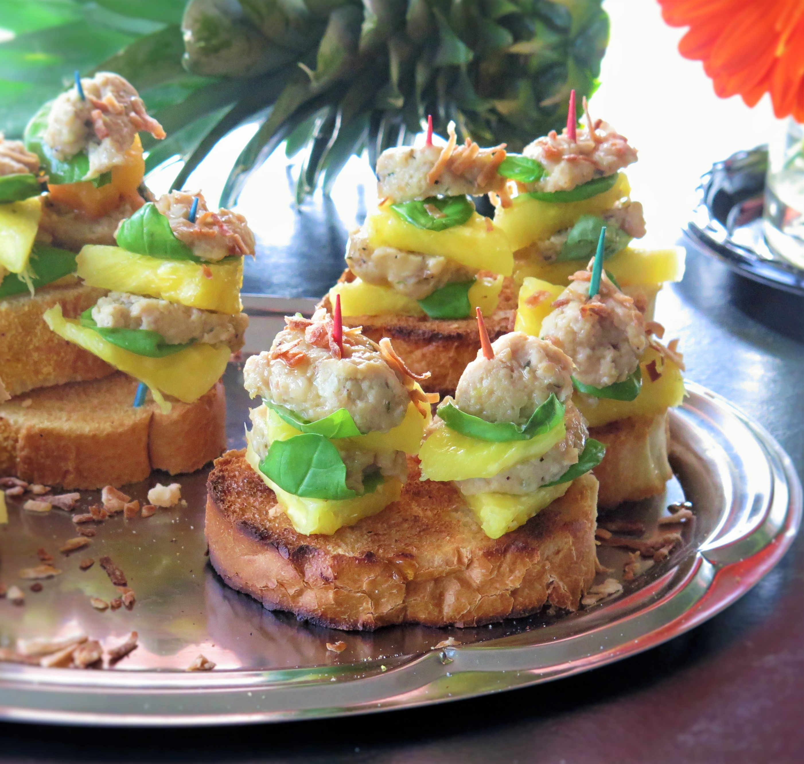 Chicken Meatball and Pineapple Stacker Bites