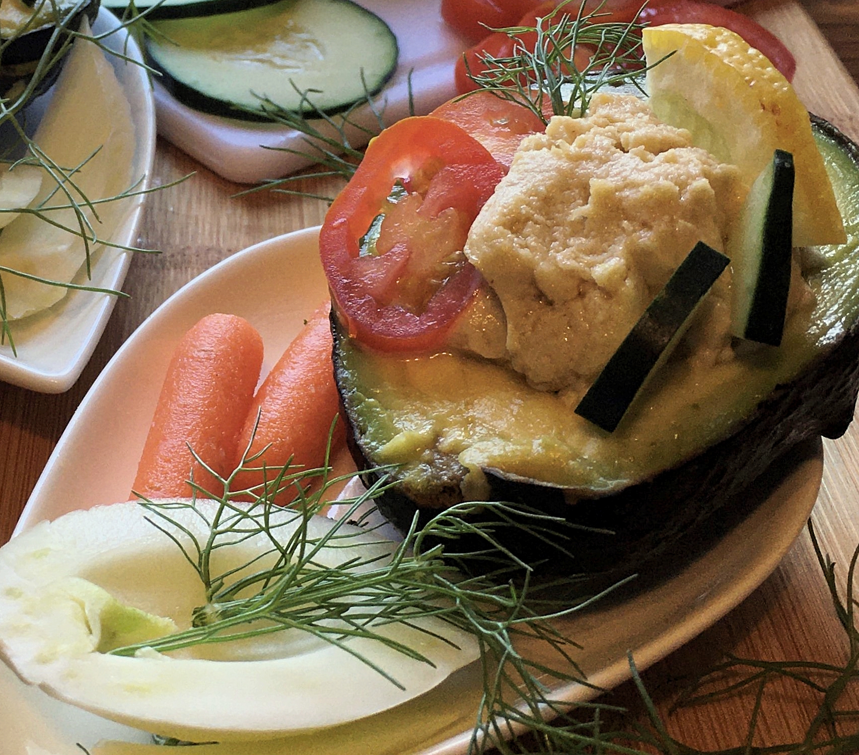 Hummus Stuffed Avocados - Cindy's Recipes and Writings