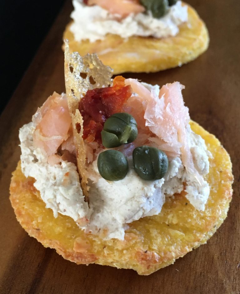 Smoked Trout Polenta Canapés #BrunchWeek - Cindy's Recipes and Writings
